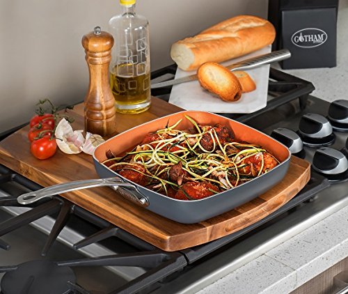 Gotham Steel Ultimate Piece All in One Chef’s Kitchen Copper Coating – Includes Skillets, Stock Pots, Deep Square Pan with Fry Basket, 15 Pc Set