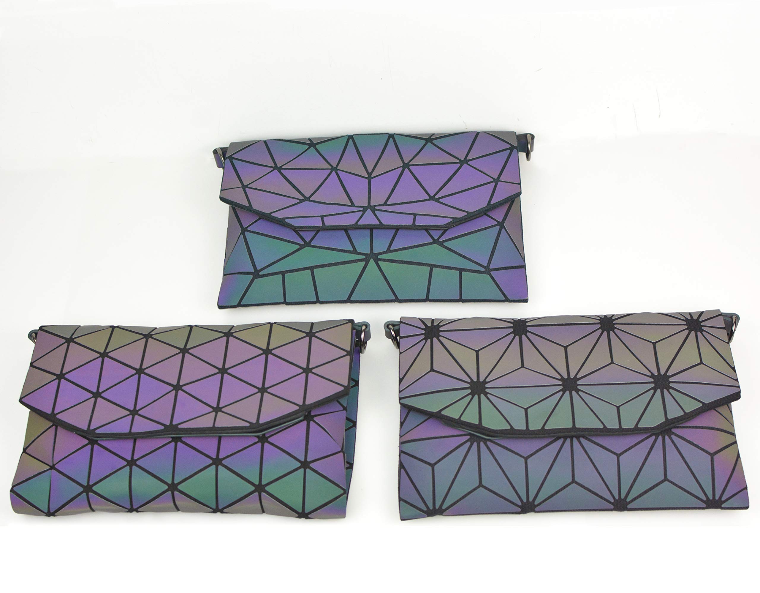 FZChenrry Geometric Purse Holographic Luminous Chain Crossbody Bag Clutch Purses for Women Handbag B04