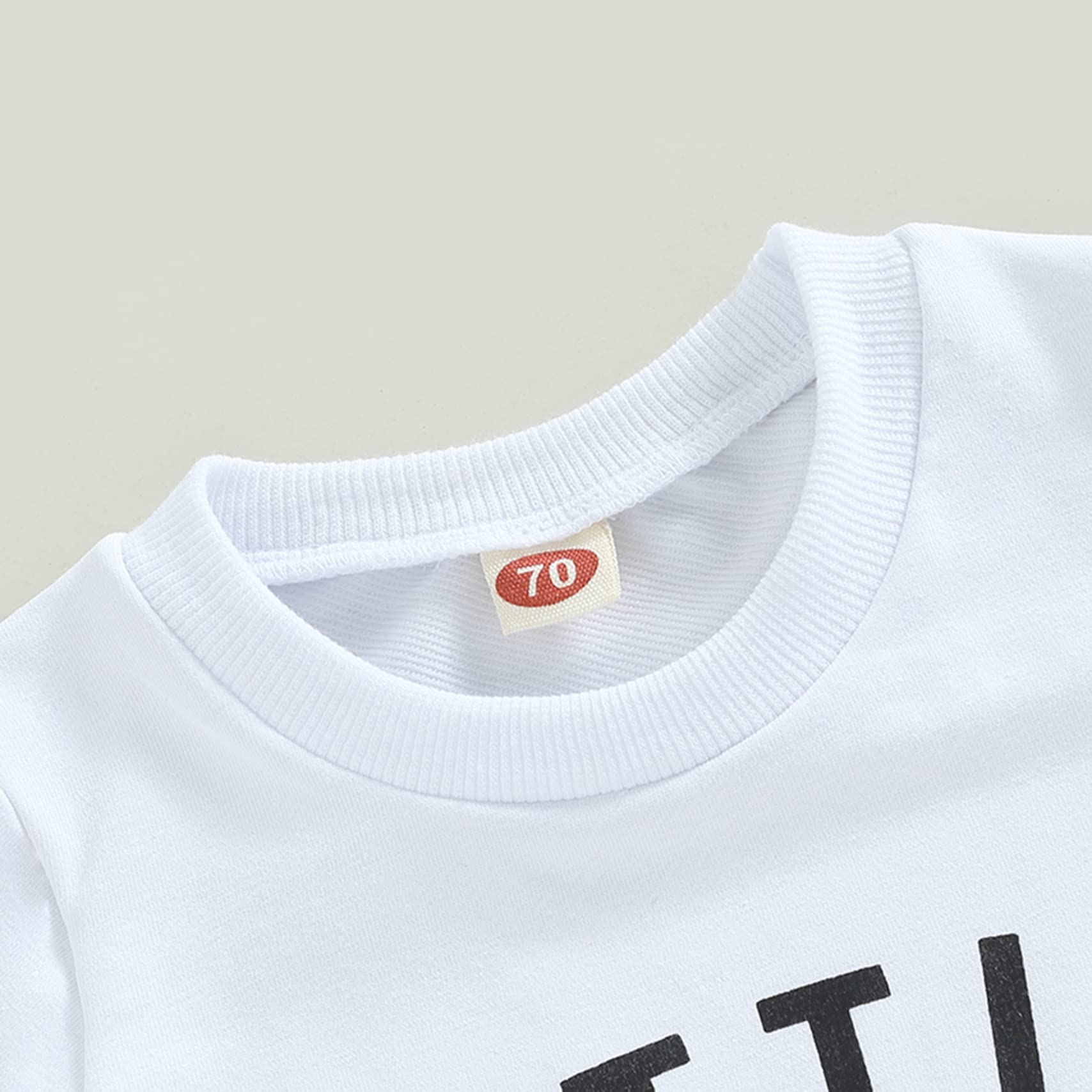 LIN&BABAY Infant Toddler Baby Boy Clothes Letter Print Short Sleeve T-Shirt Tops Solid Shorts Set 2 Pcs Summer Outfits (White A, 0-6 Months)