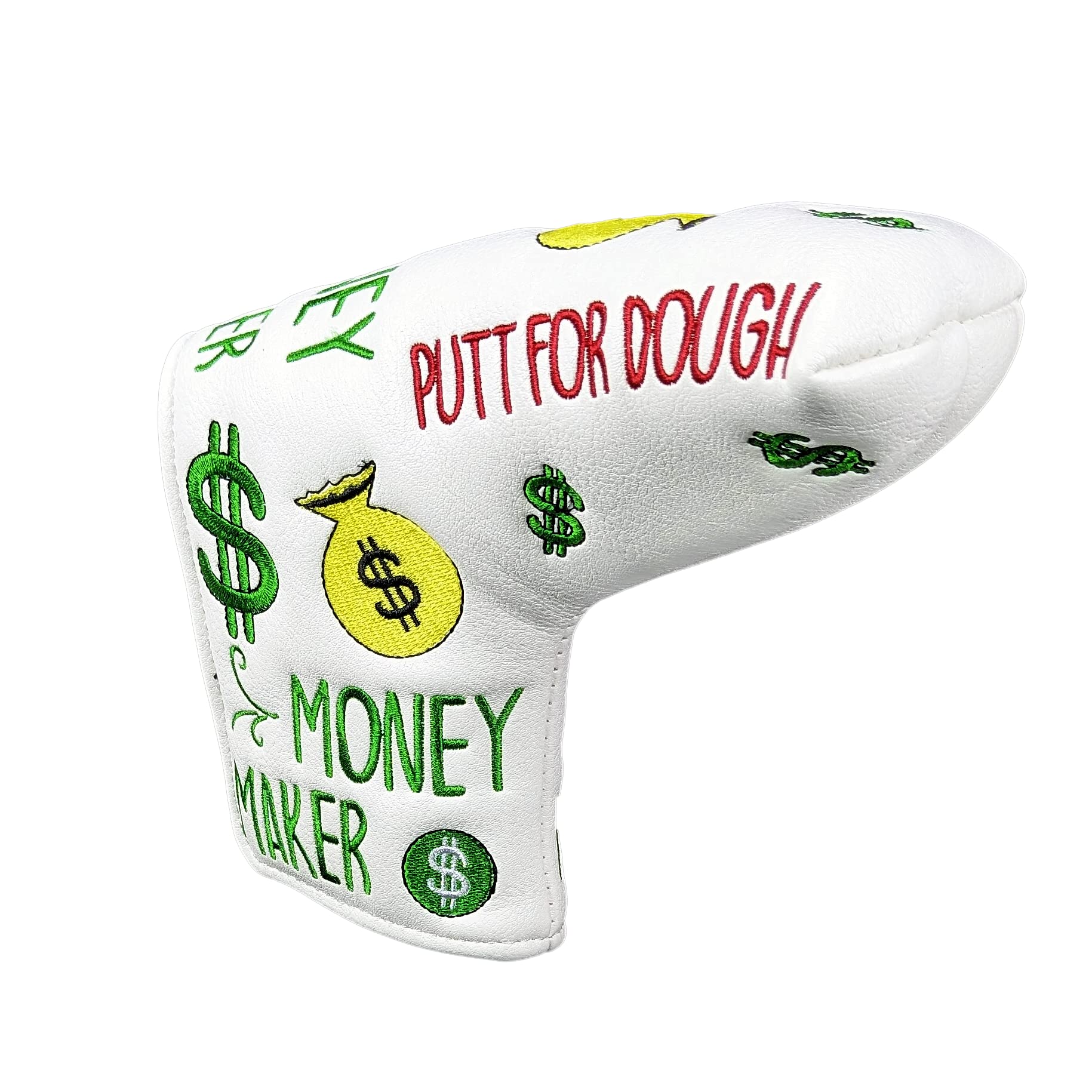 Foretra Putt for Dough - Money Maker White Golf Putter Headcover Quality PU Leather Magnetic Closure for Blade Style Putters