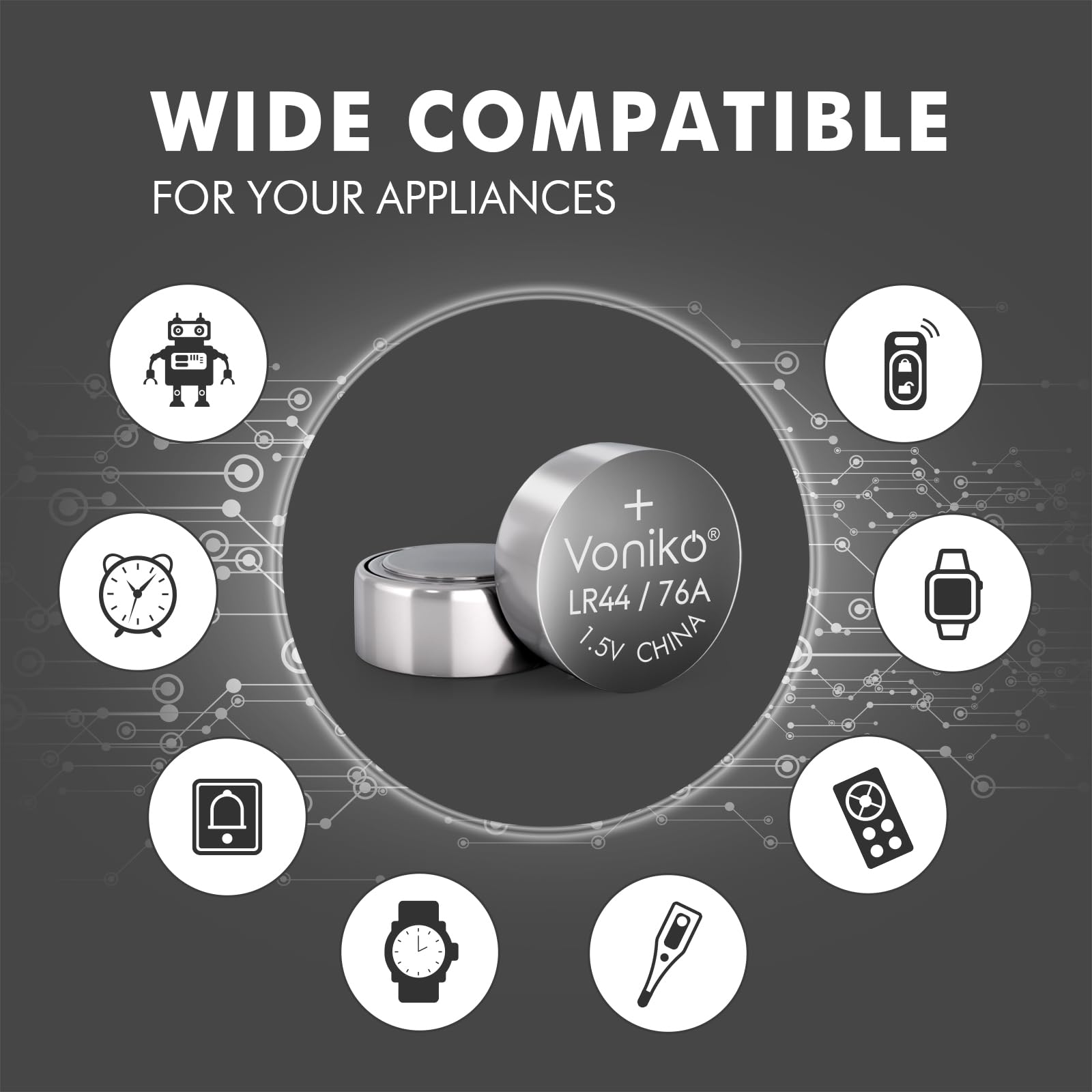 Voniko AG13 LR44 Batteries 20 Pack—[Ultra Power] Premium Alkaline 1.5 Volt LR44 Button Cell Battery for Toys & Electronic Devices
