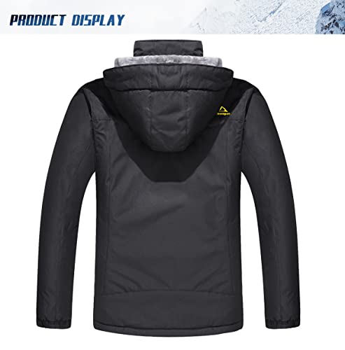 TACVASEN Men's Skiing Jacket with Pockets Winter Warm Fleece Lined Athletic Jacket, Brown, M