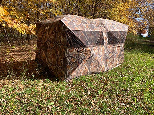 THUNDERBAY Bunkhouse Pop Up Portable 6 Person Side-by-Side Hunting Blind, Footprint: 140"x70" with 80" Height