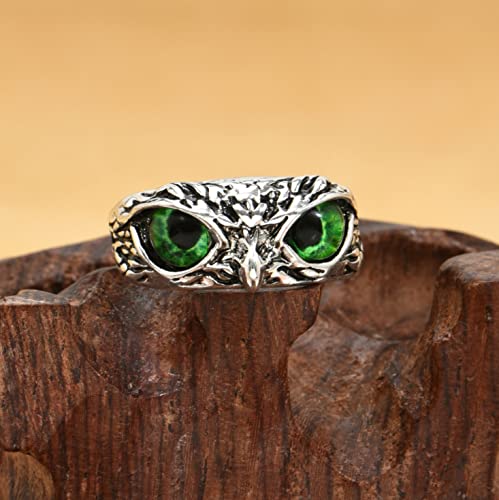 Fuqimanman2020 Vintage Plain Silver Blue Eye Owl Ring Demon Eye Ring Trinket
