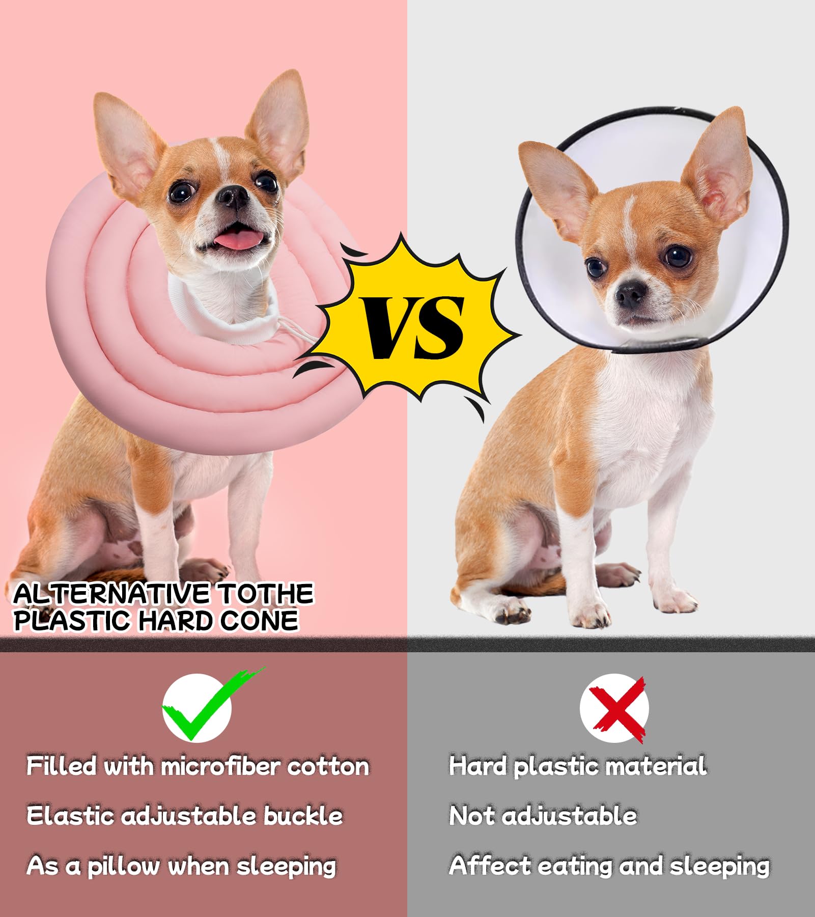 Soft Dog Cones, Recovery Dog Donut Collar After Surgery-Cone of Shame Alternative, Pet Elizabethan E-Collar Anti-Bite Lick Wound Healing Adjustable for Small Large Medium Dogs-BARDIMIES