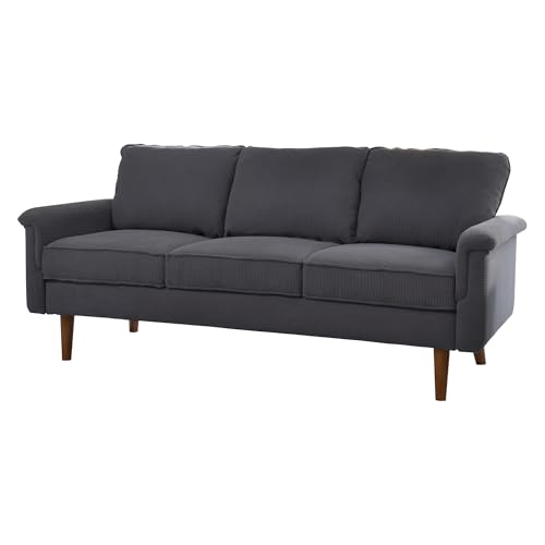 OOBOLT Modern 71" Grey Corduroy Sofa, Ultra Upholstered 3-Seat Couch with Armrests, Solid Wood Structure and Deep Seat, Elegant Sofa for Living Room, Apartment,Study Room