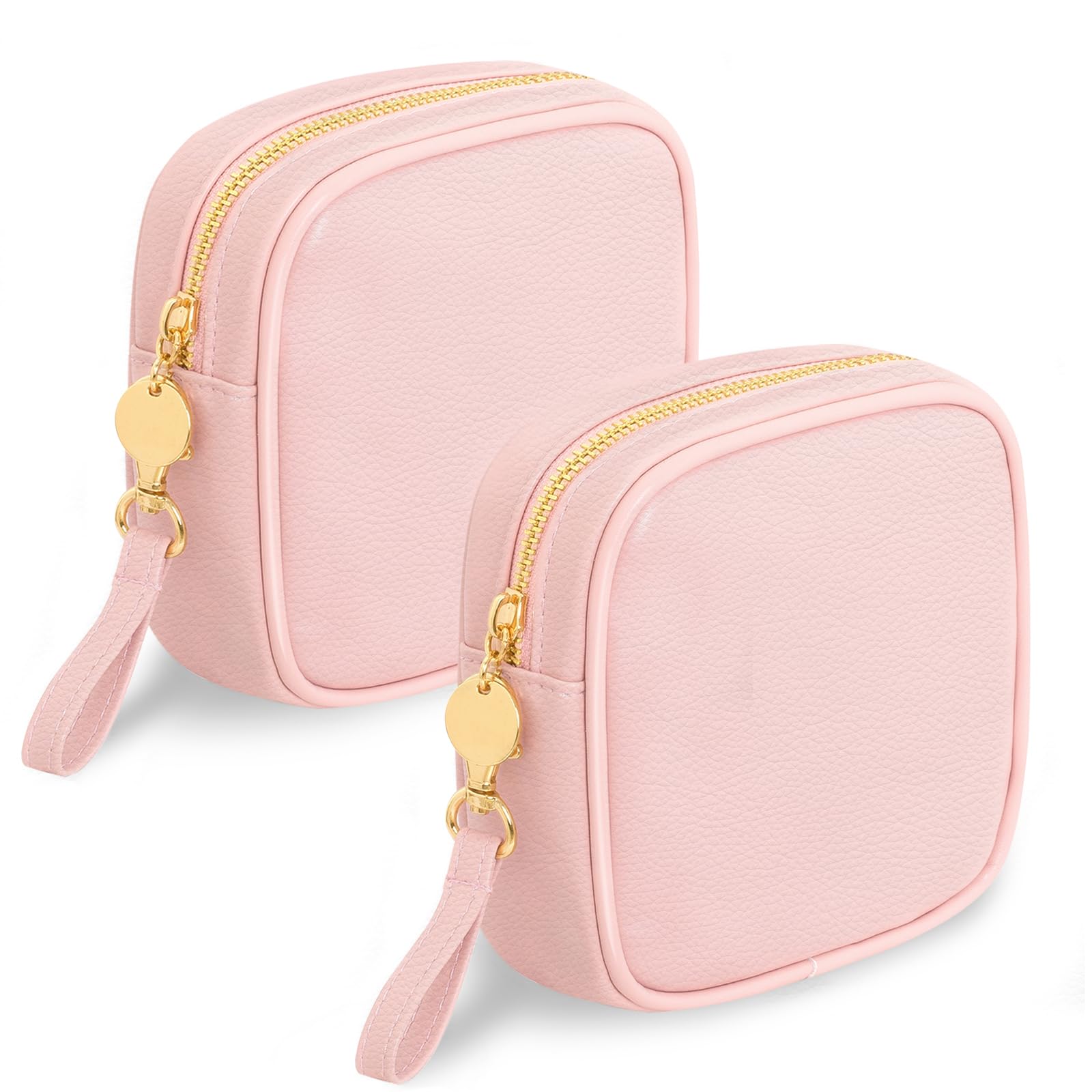 EXQUILEG Small Makeup Bag for Purse - Cosmetic Bag Travel Pouch, Mini Makeup Zipper Pouches, Cute Make up Bags Organizer for Women and Girls (Pink)