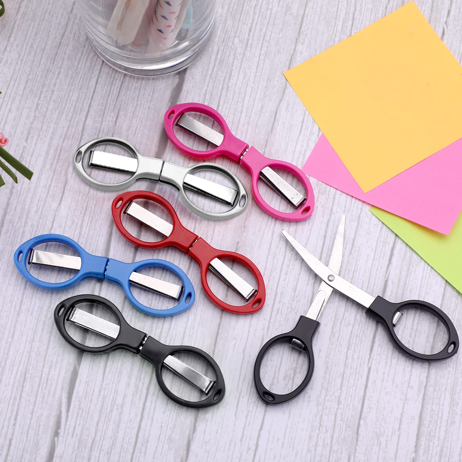 Folding Scissors Small Foldable Scissors Mini Travel Stainless Steel Portable Scissors Bulk Glasses Shaped Anti Rust Sewing Cutter Shear for Nurse Week Gifts School Office Supplies(50 Pcs)