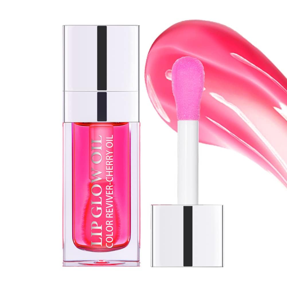 MAEPEOR Hydrating Lip Glow Oil 10 Colors Moisturizing Lip Oil Gloss Non-sticky Transparent Lip Gloss Long Lasting Nourishing Tinted Lip Balm with Big Brush Head (IColors 07)
