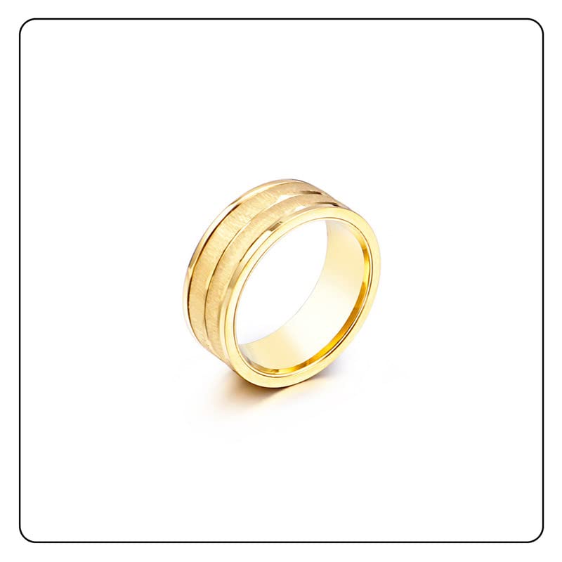 Fusamk Fashion 18k Gold Ring Stainless Steel Band Ring(Gold(9))