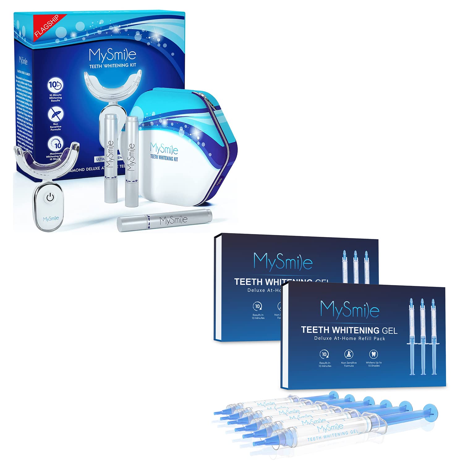 MySmile Teeth Whitening Kit Enhanced Teeth Whitener, 3 Non-Sensitive Teeth Whitening Syringe, 3 Non-Sensitive Teeth Whitening Pen, Helps to Remove Stains from Coffee, Smoking, Wine, Soda, Tea
