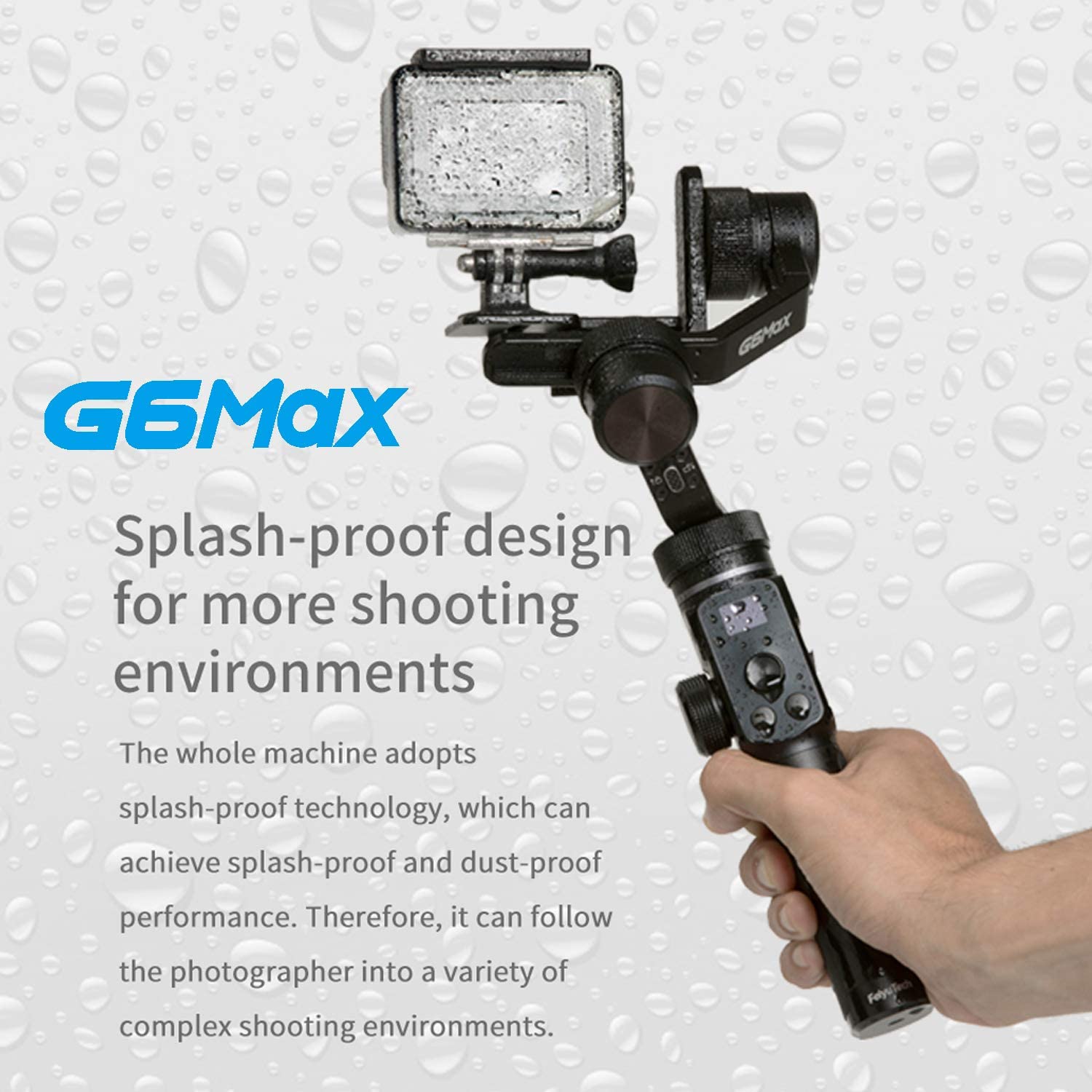 FeiyuTech G6 Max 3-Axis Camera Gimbal Stabilizer for Small Mirrorless/Pocket/Action Camera/Smartphone for Sony a6300/a6500 α7SII RX100 Gopro 9/8/7/6/5 iPhone 12 Samsung S10+, 2.65lb Payload