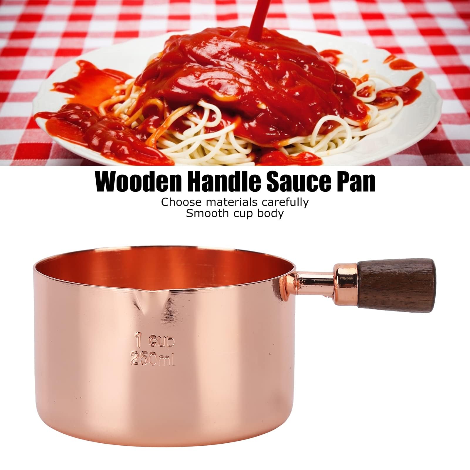 Small Saucepan with Pour Spout, 2PCS 5in Nonstick Sauce Pan with Wood Handle Stainless Steel Saucepan Pot Mini Saucepan Sauce Pot Milk Pot Soup Pan Tea Pan Induction Saucepan Small Pot for Home