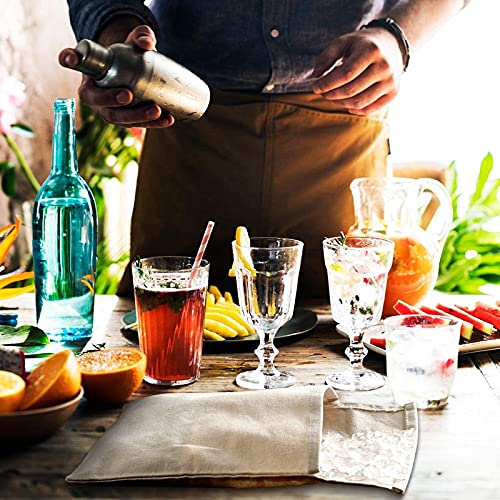 Lewis Bag and Wooden Mallet Crusher, Reusable Canvas Crushed Ice Bags,Wooden Mallet Bar, Steel Ice Scoop, for Summer Bartender Kit & Bar Tools Kitchen Accessory