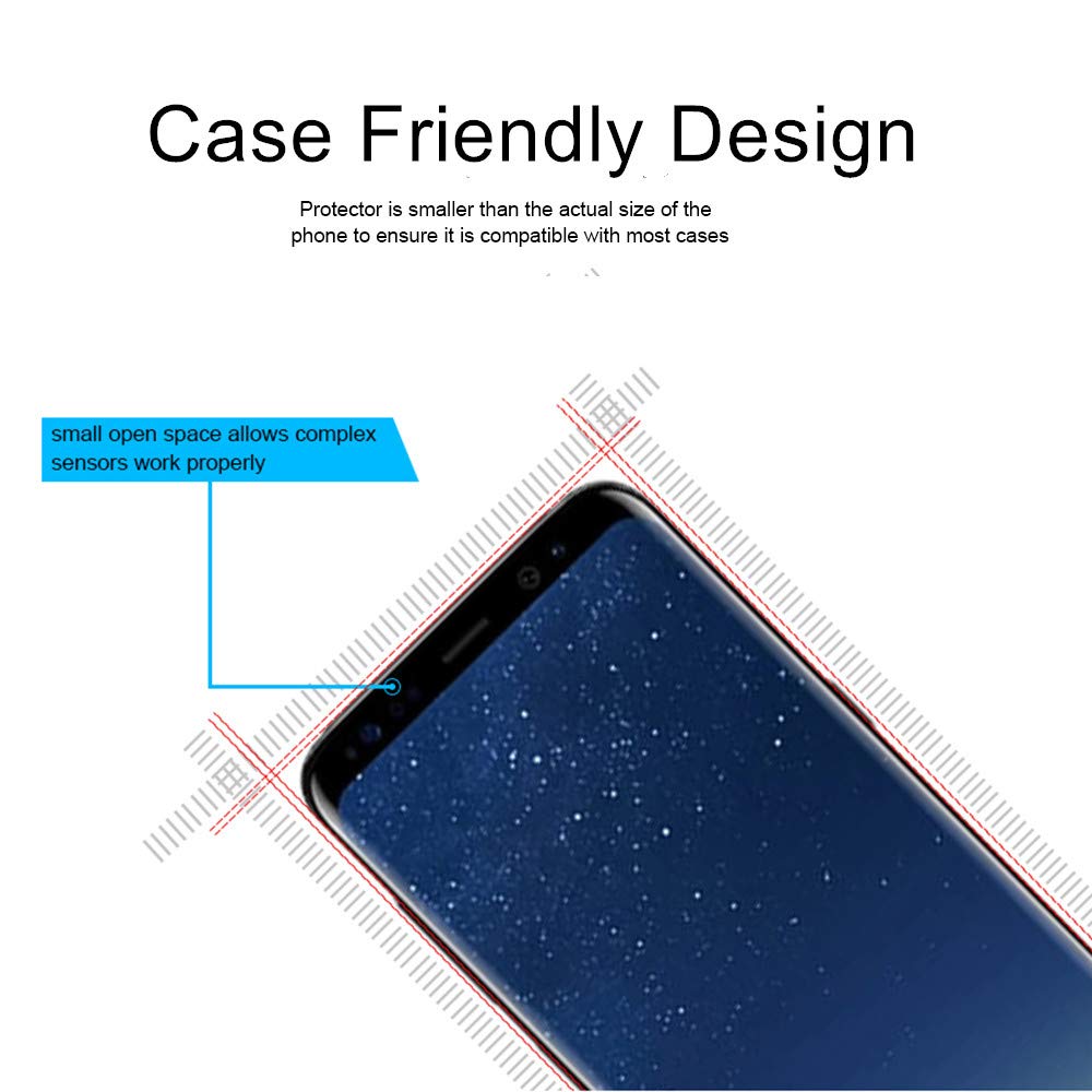 FOVAL (3 Pack) Tempered Glass Screen Protector for Samsung Galaxy S8 3D Curved Dot Matrix with Alignment Tool (Case Friendly)
