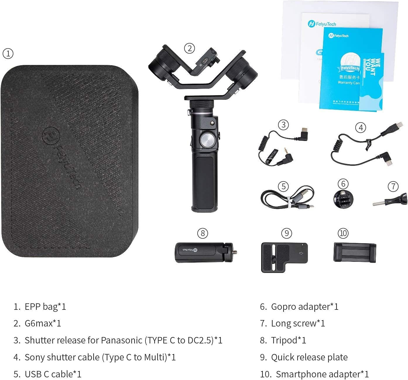 FeiyuTech G6 Max + Handle Grip Combo [Official] 3-Axis Camera Gimbal Stabilizer for Small Mirrorless/Pocket/Action Camera/Smartphone,200D M50 for SY ZV1 a6500 GH4 gopro/iPhone 14 13