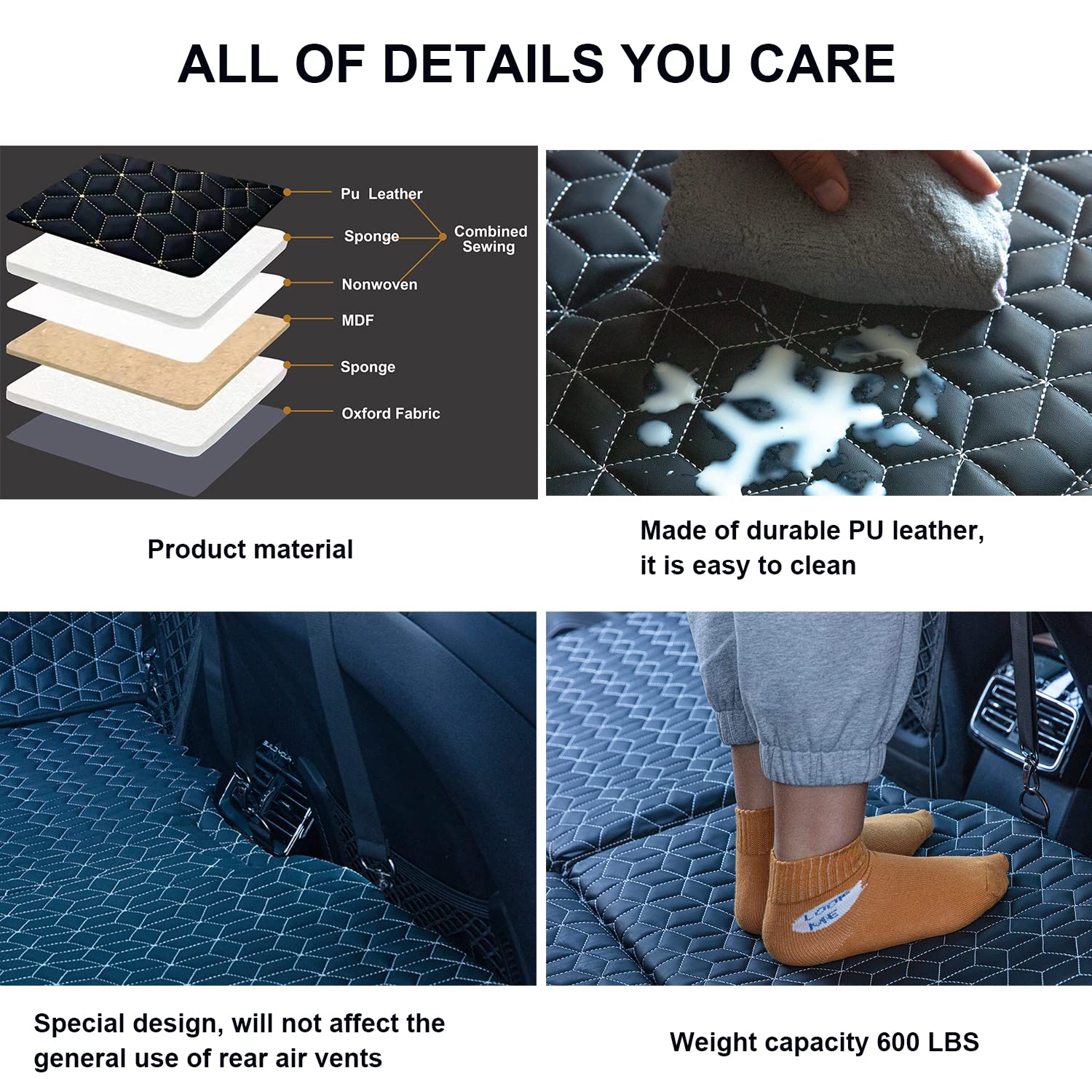 JILLMO Non Inflatable Car Mattress, Portable Car Bed Mattress, Double-Sided Folding SUV Mattress, Car Camping Mattress Back Seat for Sleeping