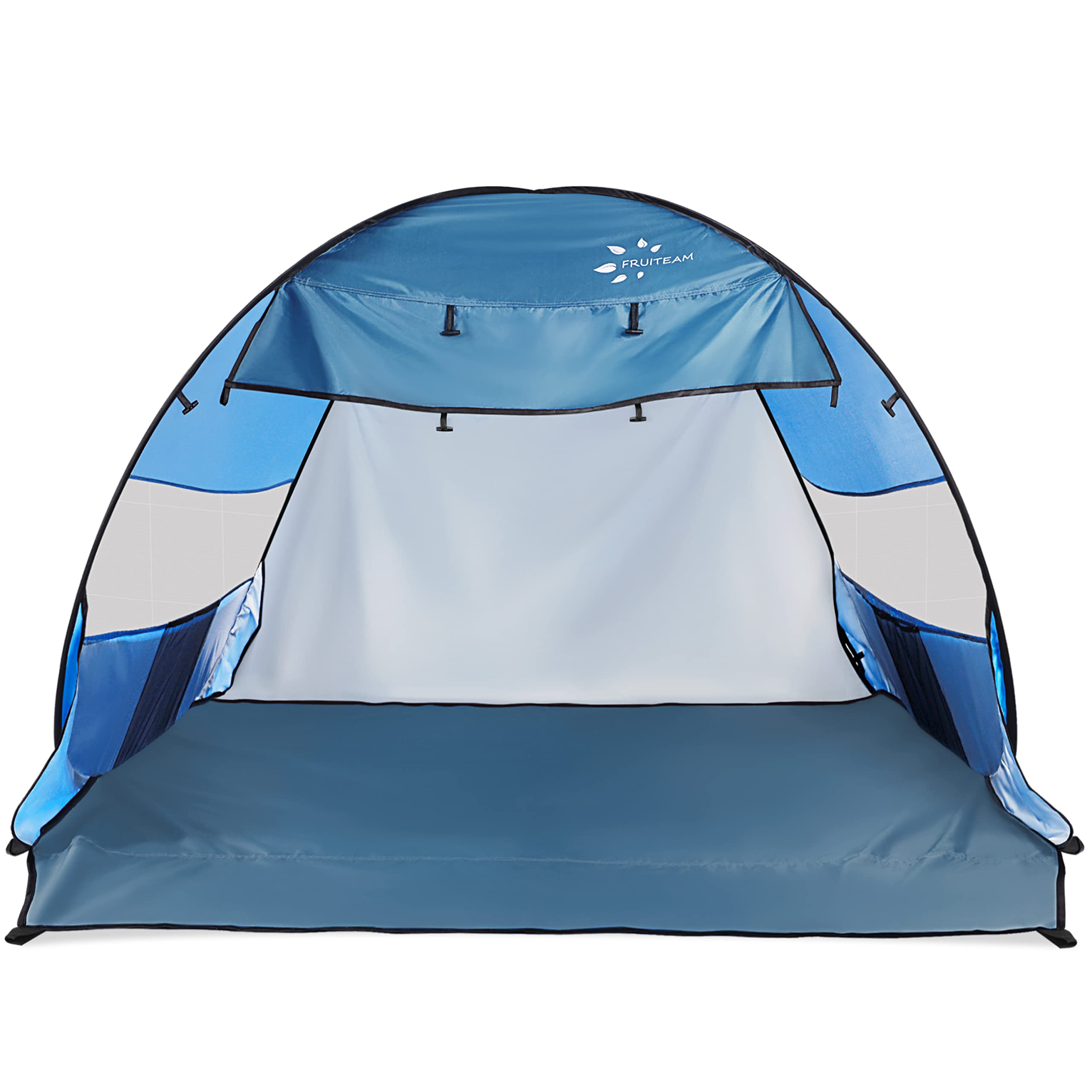 FRUITEAM Pop Up Beach Tent Sun Shelter for 3-4 Person with UV Protection for Camping/Outdoor/Beach, Blue