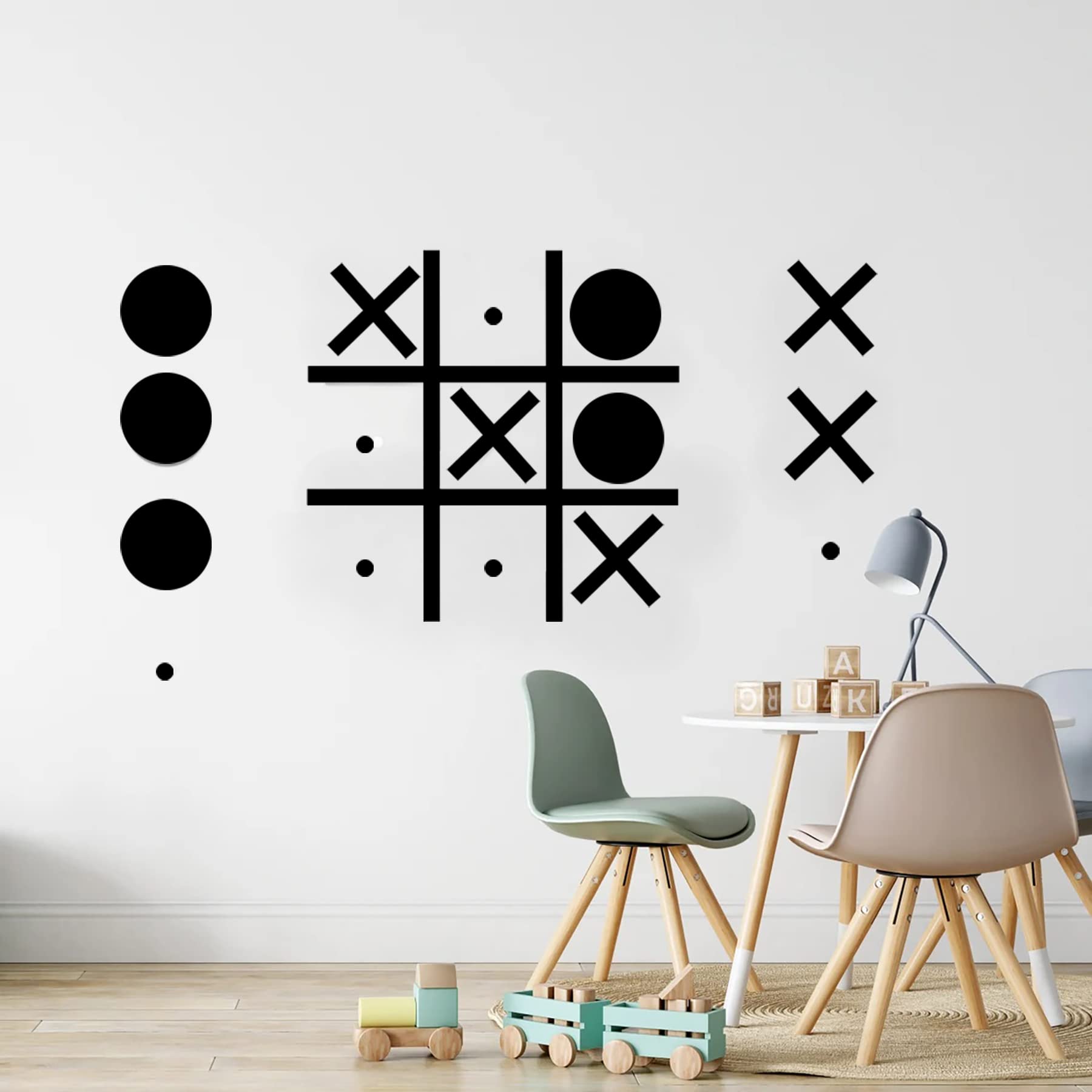 Magnetic Tic Tac Toe Game, Wall Art for Kids Room, Playroom Wall Decor for Boys & Adults(Black PVC)