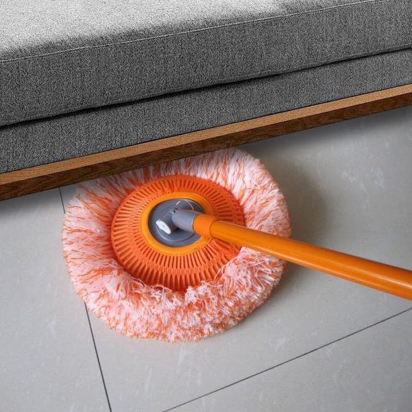 Presencte Mop - 360° Rotatable Adjustable Cleaning Mop, Wall Cleaning Mop, 2 in 1 Dehydrated Rotating Mops, Microfiber Dust Removal Mop, Round Mop for Bathroom Floor Wall (1.5m, 2 mop Head)