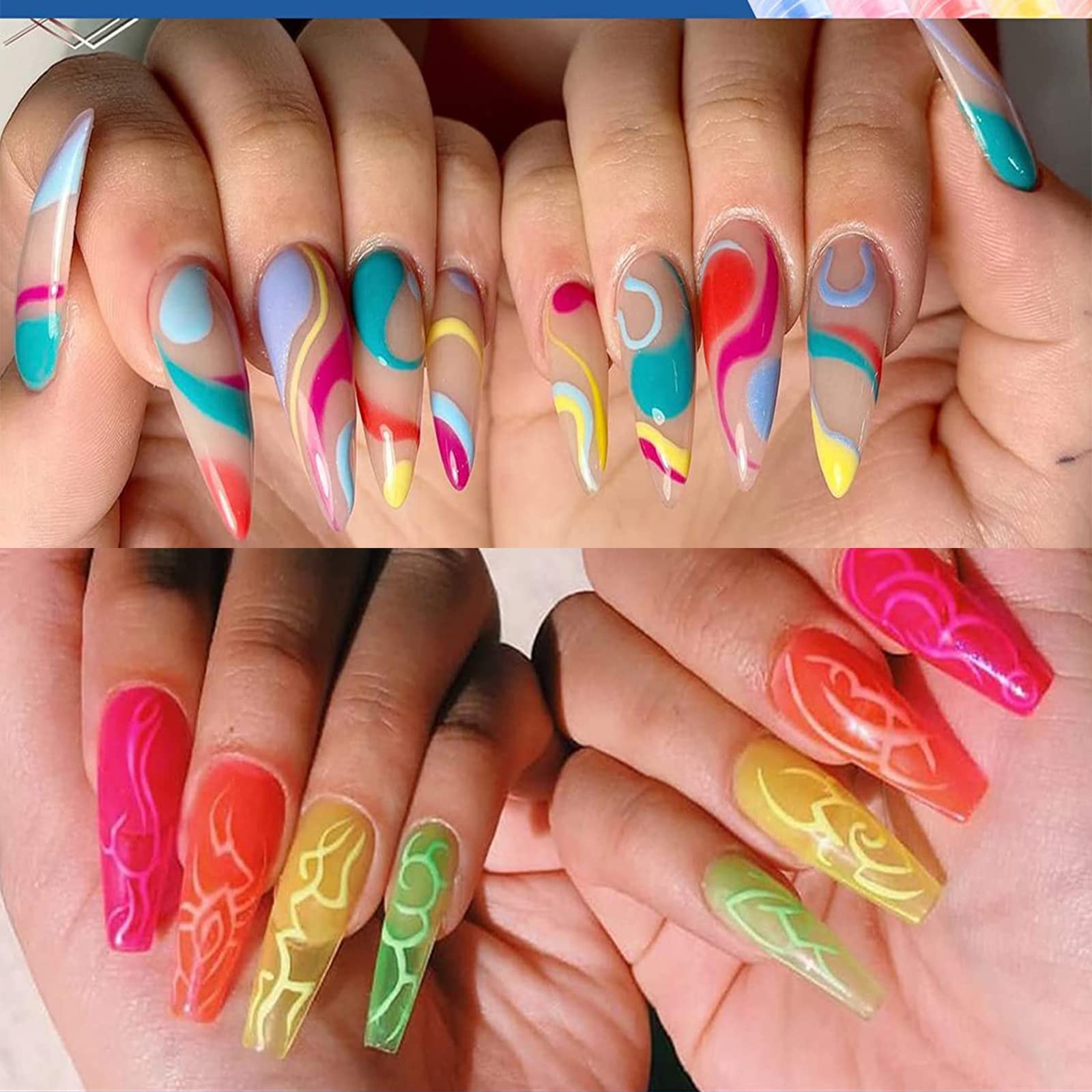 MAITING 10 Color 3D Nail Art Pens Set, Nail Point Graffiti Dotting Pen Drawing Painting Liner Brush for DIY Nail Art Beauty Adorn Manicure Tools