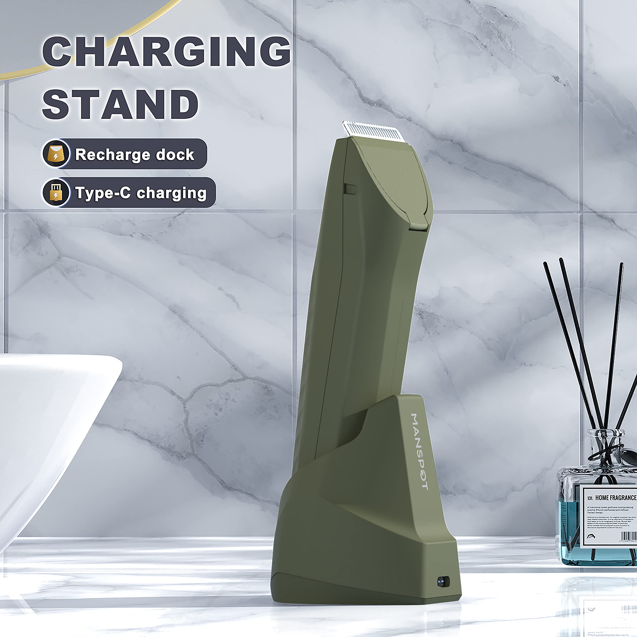 MANSPOT The Men's Grooming Kit Contains: The Upgraded Electric Groin Hair Trimmer and Ceramic Blade for Replacement Head