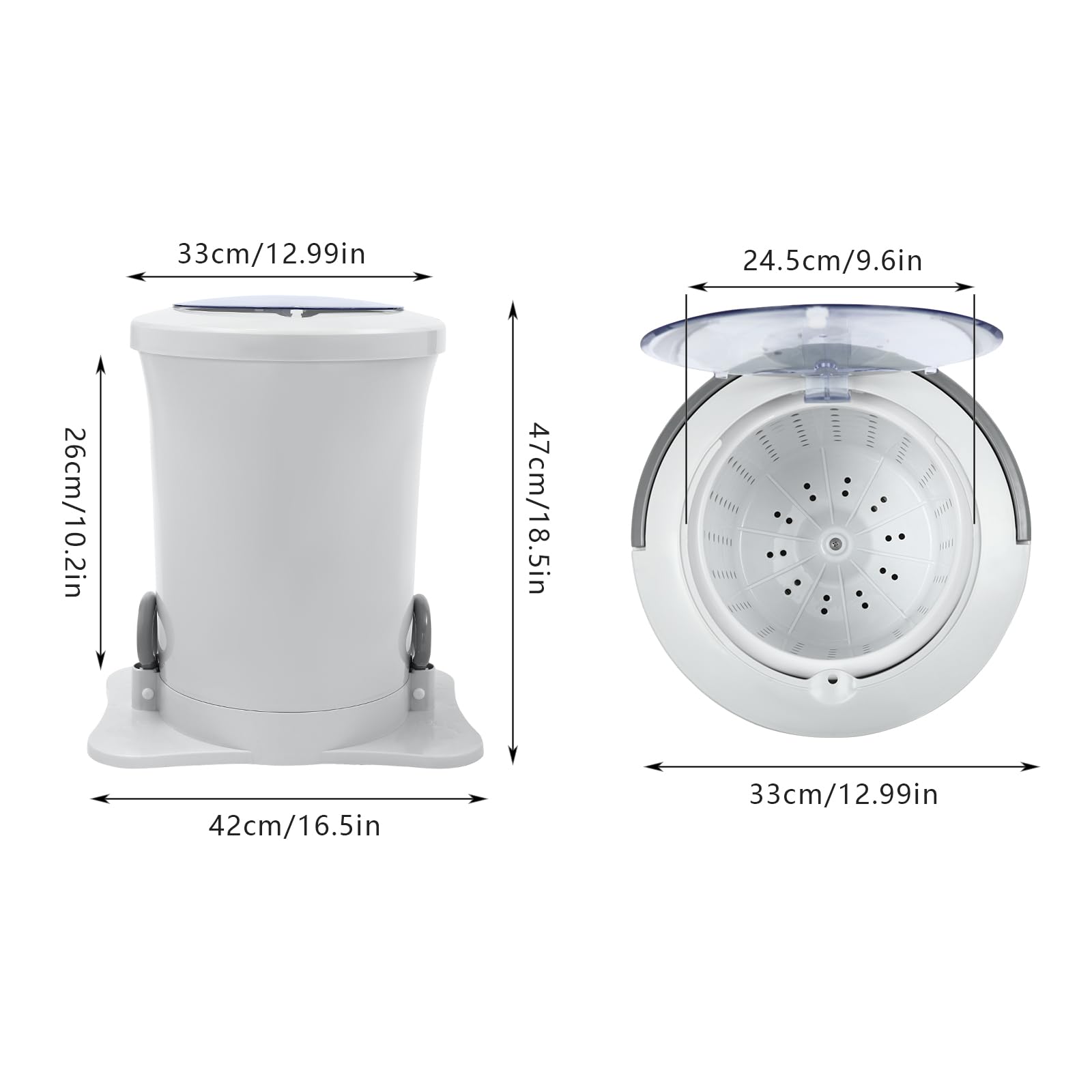 Manual Clothes Dryer Spinner, Portable Non electric Manual Clothes Spinner Laundry Dryer Machines for Camping, Traveling, Hotel, RV, Apartment (White)