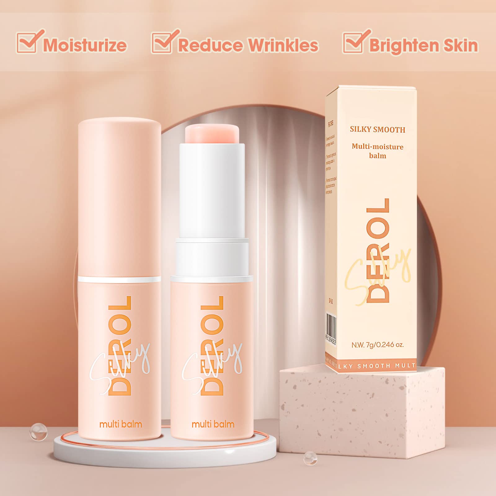 LOKFAR 2PCS Wrinkle Repair Moisturizing Multi Balm Stick, Anti-wrinkle Face Balm Eye Balm Body Hydrating Face Moisturizer, Wrinkle Balm Stick Face Skin Collagen Moisturizer for Dry Skin (7g/0.246 oz)