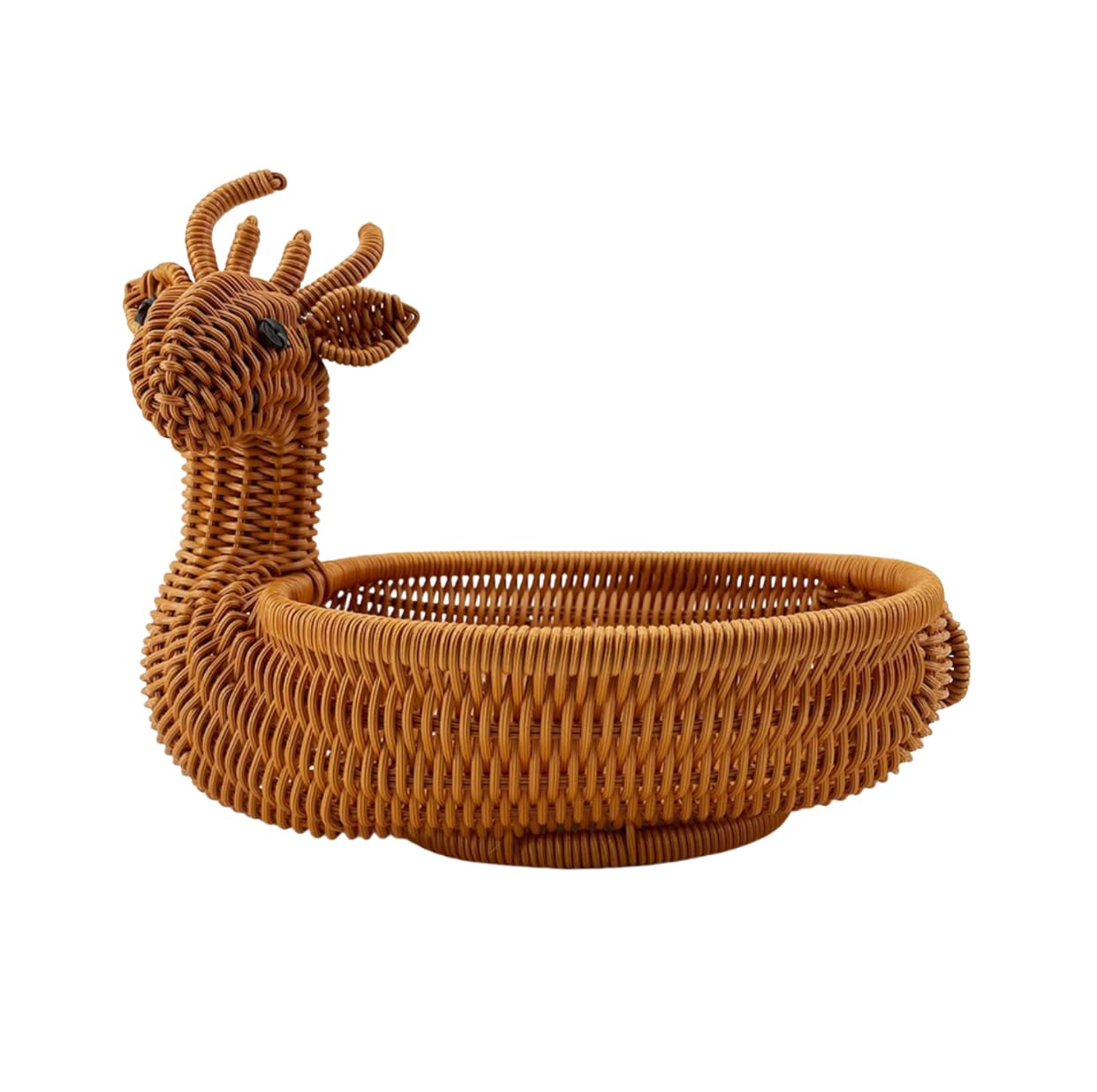 Songyang Handwoven Wicker Basket with Giraffe Head Handle,Storage basket, Tan