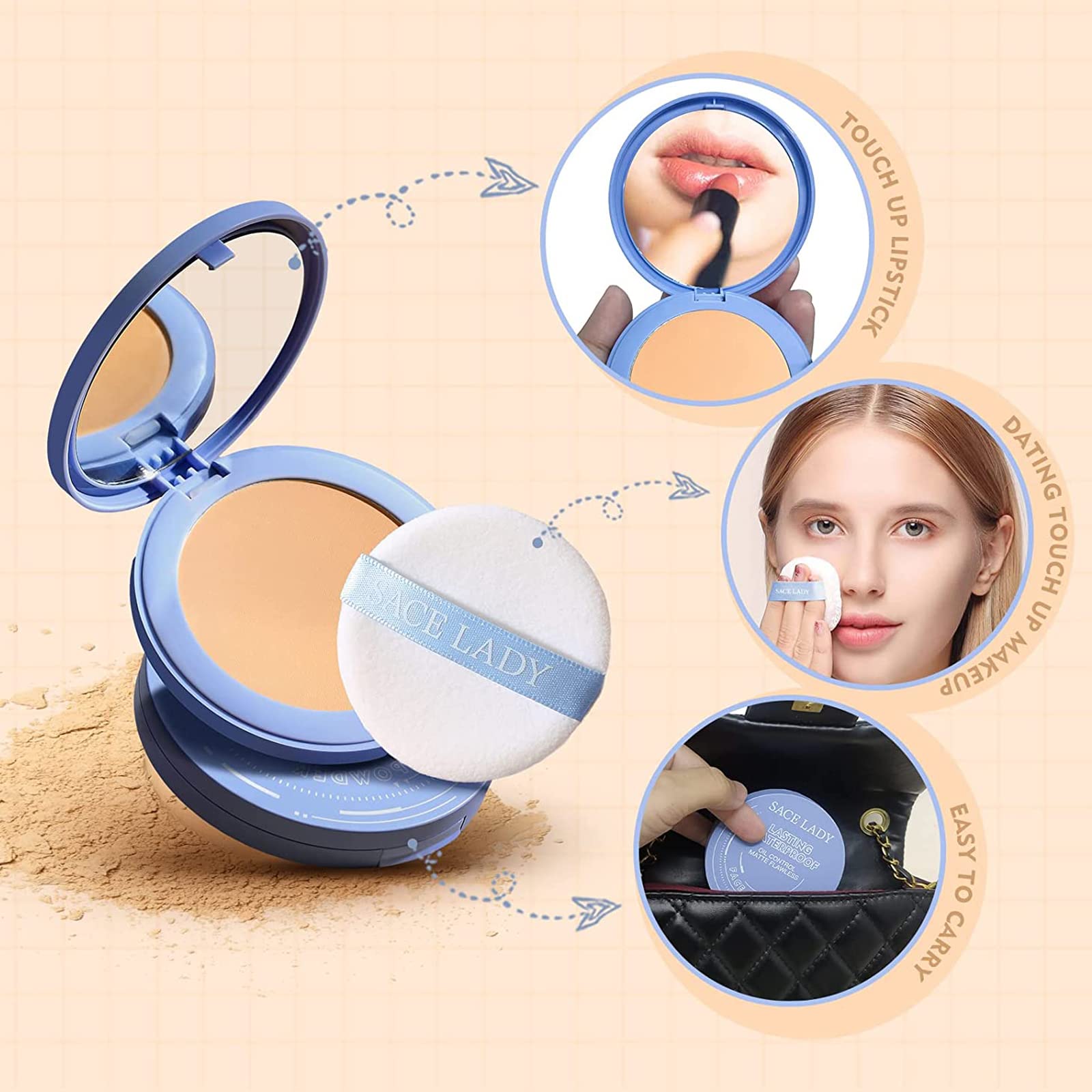 Oil Control Face Pressed Powder, Matte Smooth Setting Powder Makeup, Waterproof Long Lasting Finishing Powder, Silk Soft Mist Lightweight Face Cosmetics