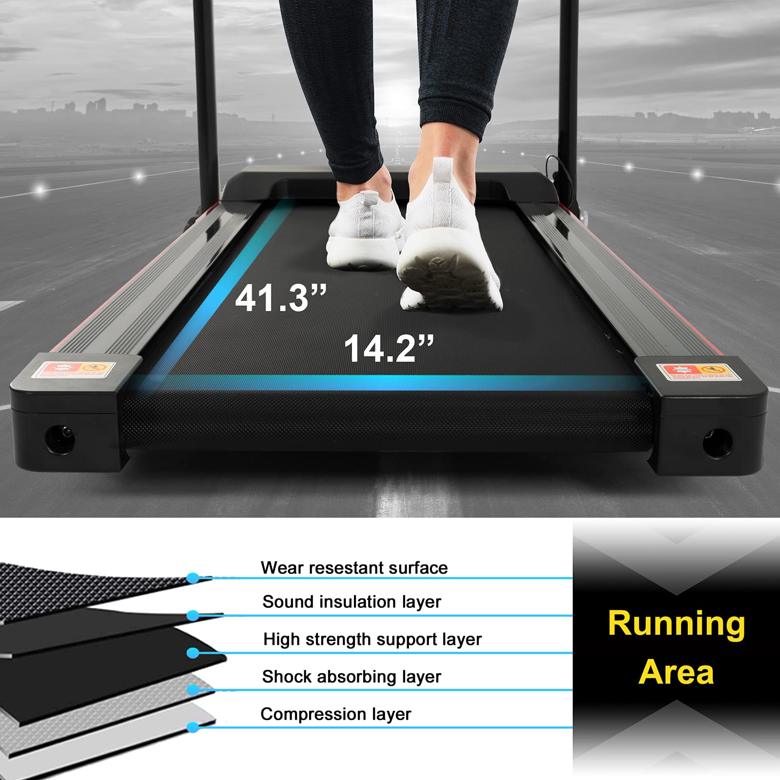 FYC Folding Treadmills for Home with Incline - 2.25HP Electric Foldable Treadmill, Easy Assemble Portable Running Walking Workout for Home Gym Saver Space, 265 LBS Weight Capacity