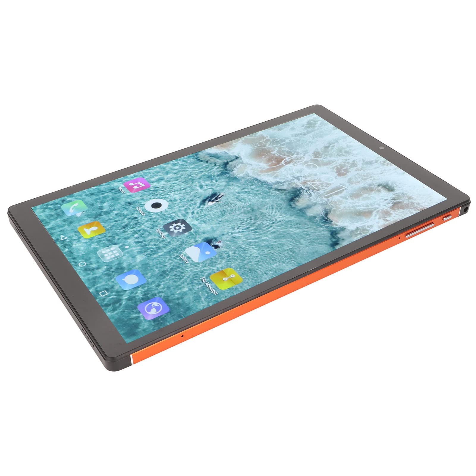 Haofy HD Tablet, 3 Card Slots Aluminum Alloy 10.1 Inch Orange Tablet 5800mAh 5G WiFi for Office (US Plug)