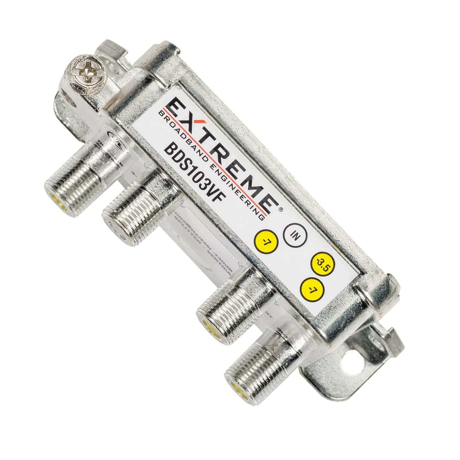 Extreme Broadband BDS103VF 3-Way Digital Splitter - Vertical Flex-Mount True Flex RG6 Coaxial Splitter