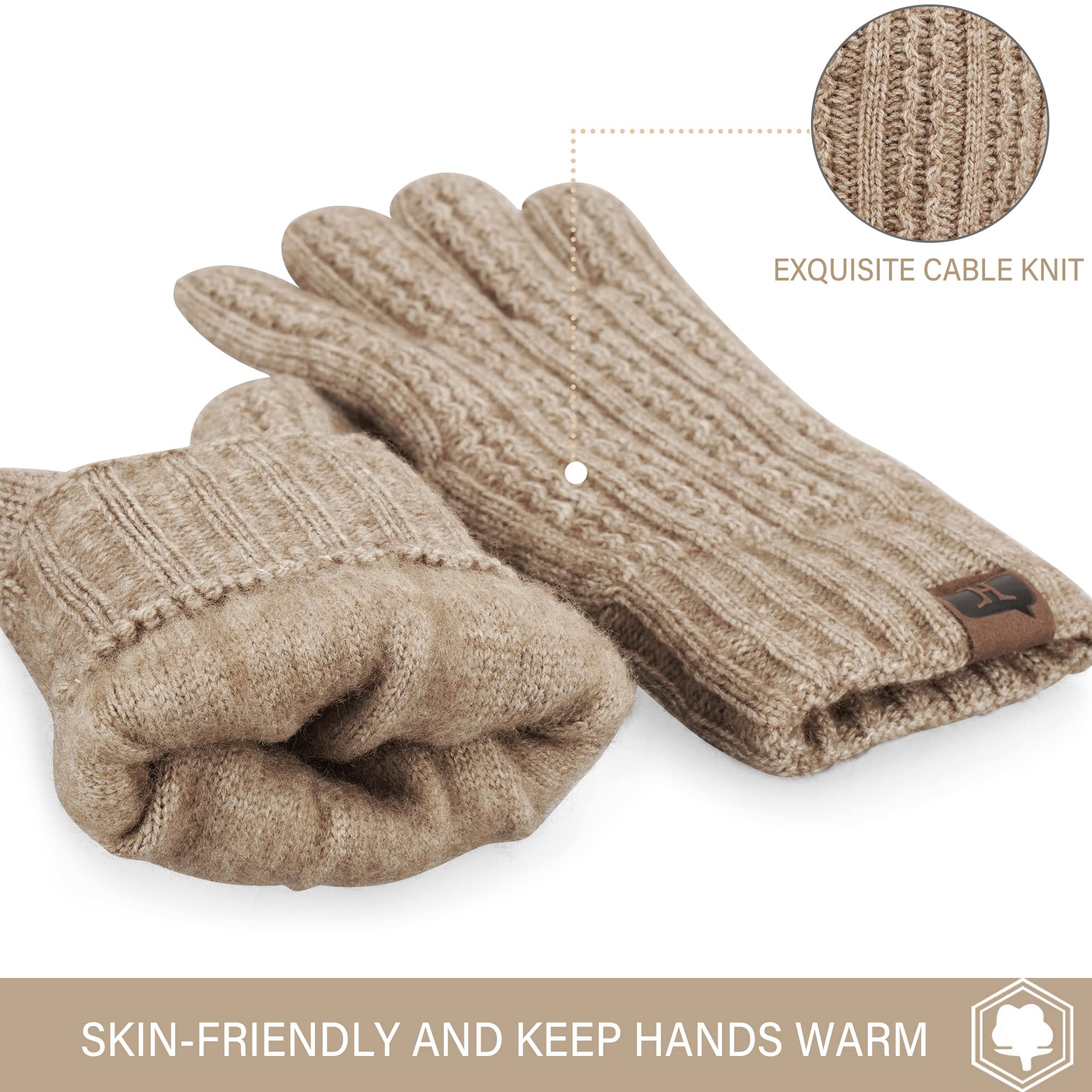 FZ FANTASTIC ZONE Women's Winter Warm Thermal Touchscreen Knit Gloves Fleece Lined Cold Weather