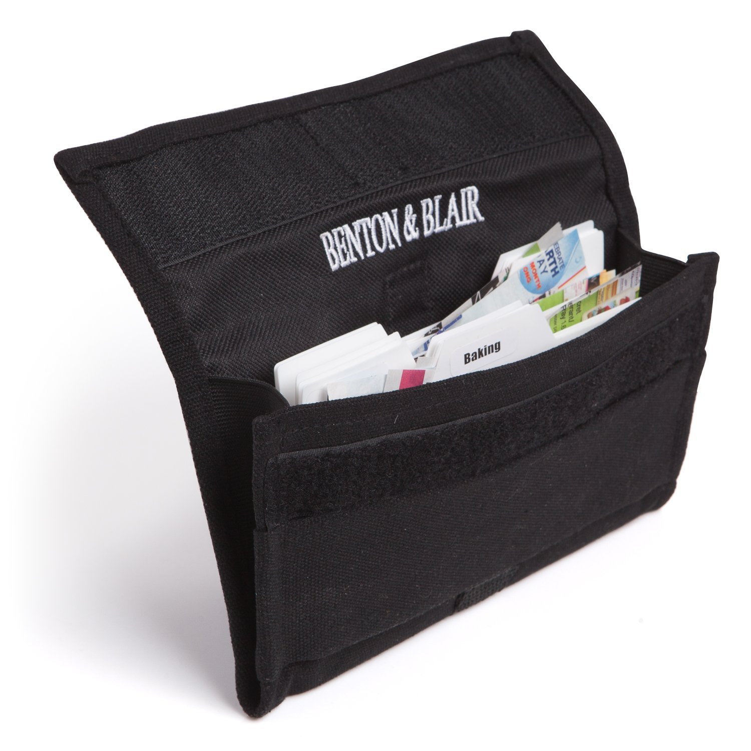 Extreme Grocery Coupon Organizer & Coupon Wallet Holder for Purse or Car (Black). Small Canvas Cloth Fabric with Dividers, Stickers