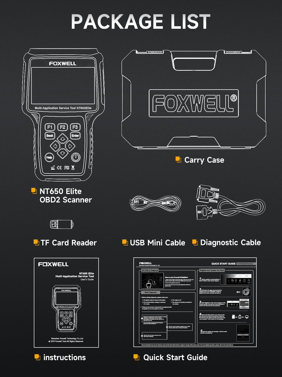 FOXWELL NT650 Elite OBD2 Scanner, 25 Resets, ABS SRS Scan Tool, ABS Bleeding SRS Airbag Bidirectional Code Reader, Oil SAS BRT EPB TPS Injector Car Diagnostic Tool, NT630 Plus Upgrade