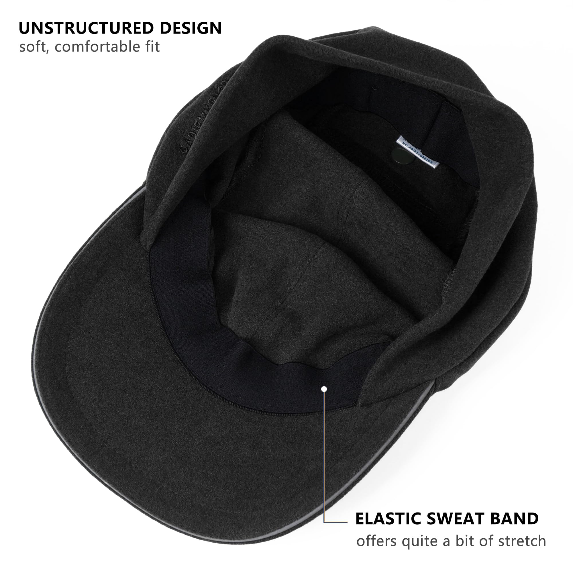GADIEMKENSD Winter Running Hats Reflective Fleece Ponytail Hat for Women Baseball Caps with Earflap Drop Down Ear Warmer Mens Skull Cap Beanie with Visor Cold Hat for Outdoor Hiking Snow Ski Black