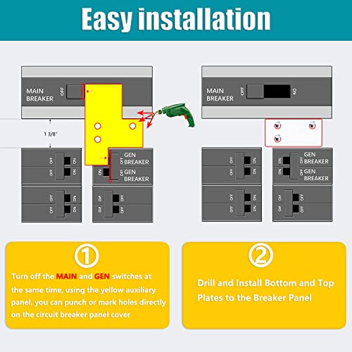 LHOOVMEE Generator Interlock Kit Compatible with Square D QO or Homeline 150 and 200 Amp Panels. 1 3/8 inches Spacing between Main and Generator Breaker, Professional Interlock Kit for Generator