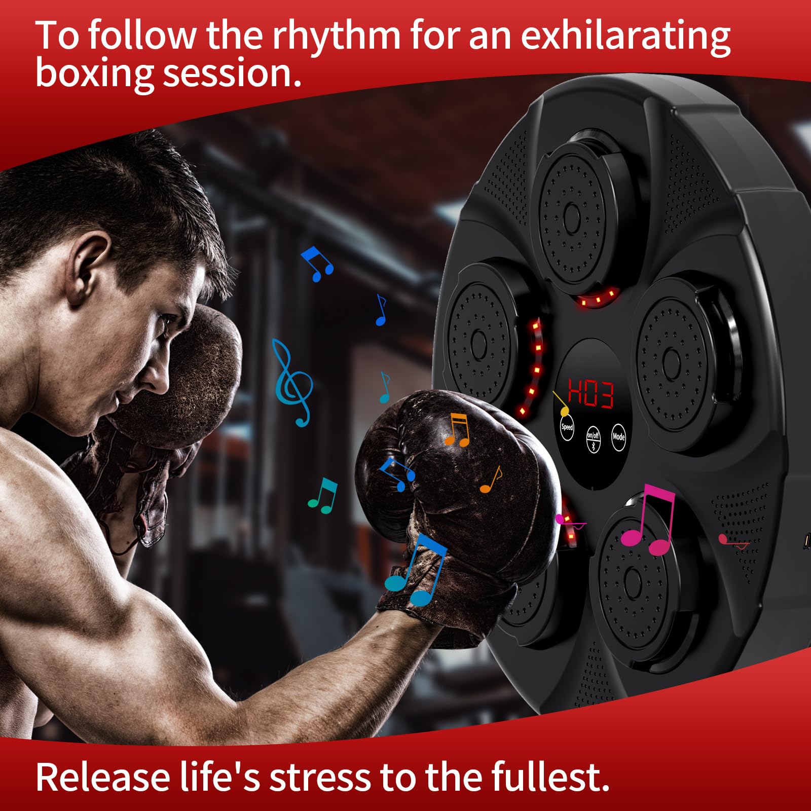 EPHESPORT 2023 Upgrade Smart Music Boxing Machine, Bluetooth Electronic Boxing Machine Wall Mounted with Boxing Glove,Boxing Machine with Smart Display Screen Suitable for Parent-Child Training.…