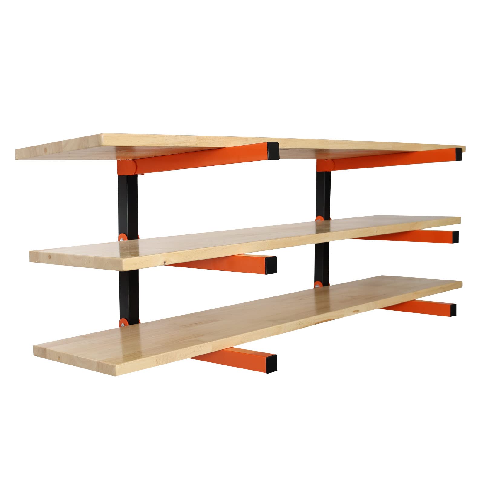 Wallmaster Lumber Storage Metal Rack, Lumber Organizer Wall Mount Wood Rack Organizer 3-Level Wood Storage System, 2 Pack