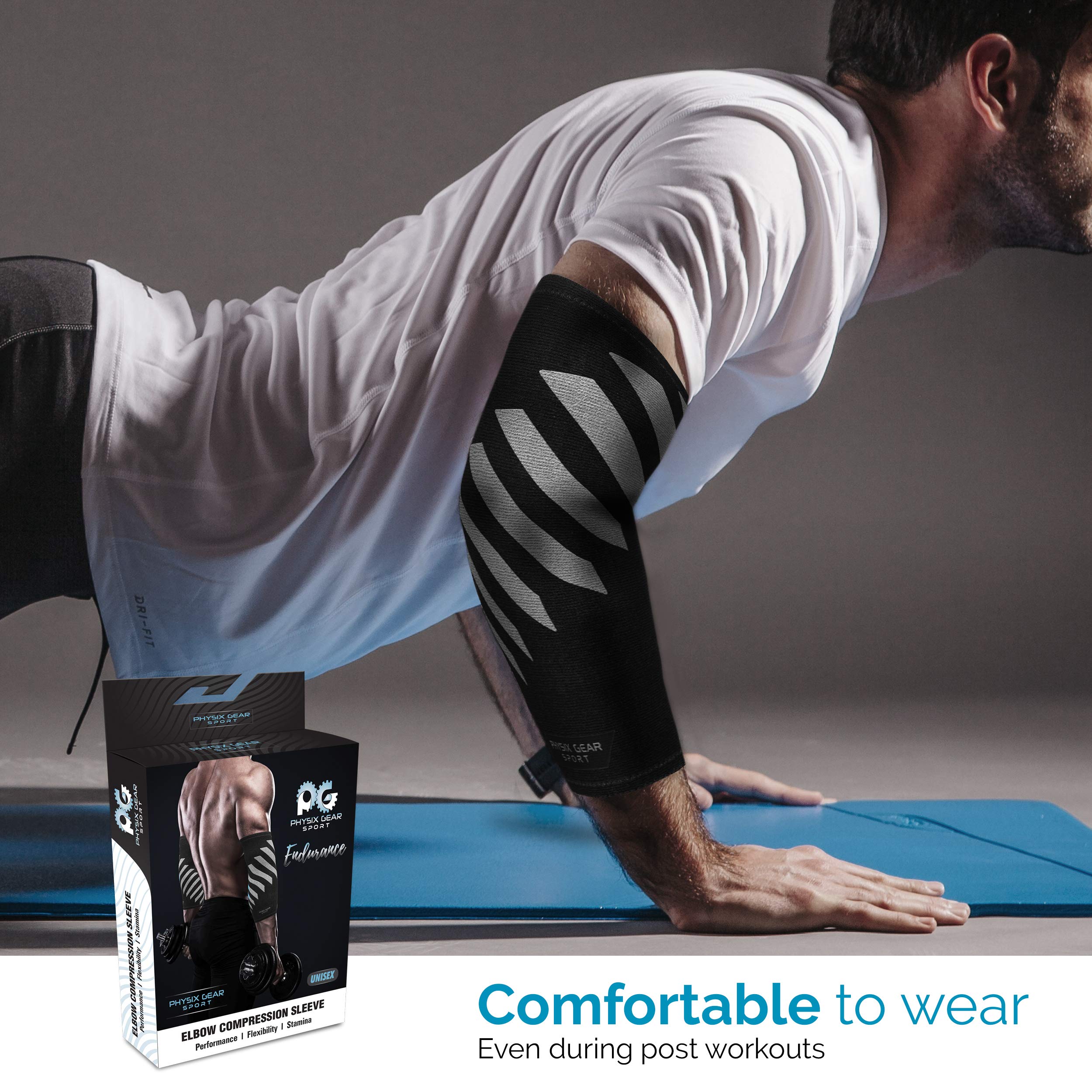 Elbow Compression Sleeve for Men & Women - Elbow Brace for Tendonitis and Tennis Elbow Relief, Golf Elbow, Joint Pains, Bowling, Weightlifting in Premium Breathable Fabric (1 Piece GREY Medium)