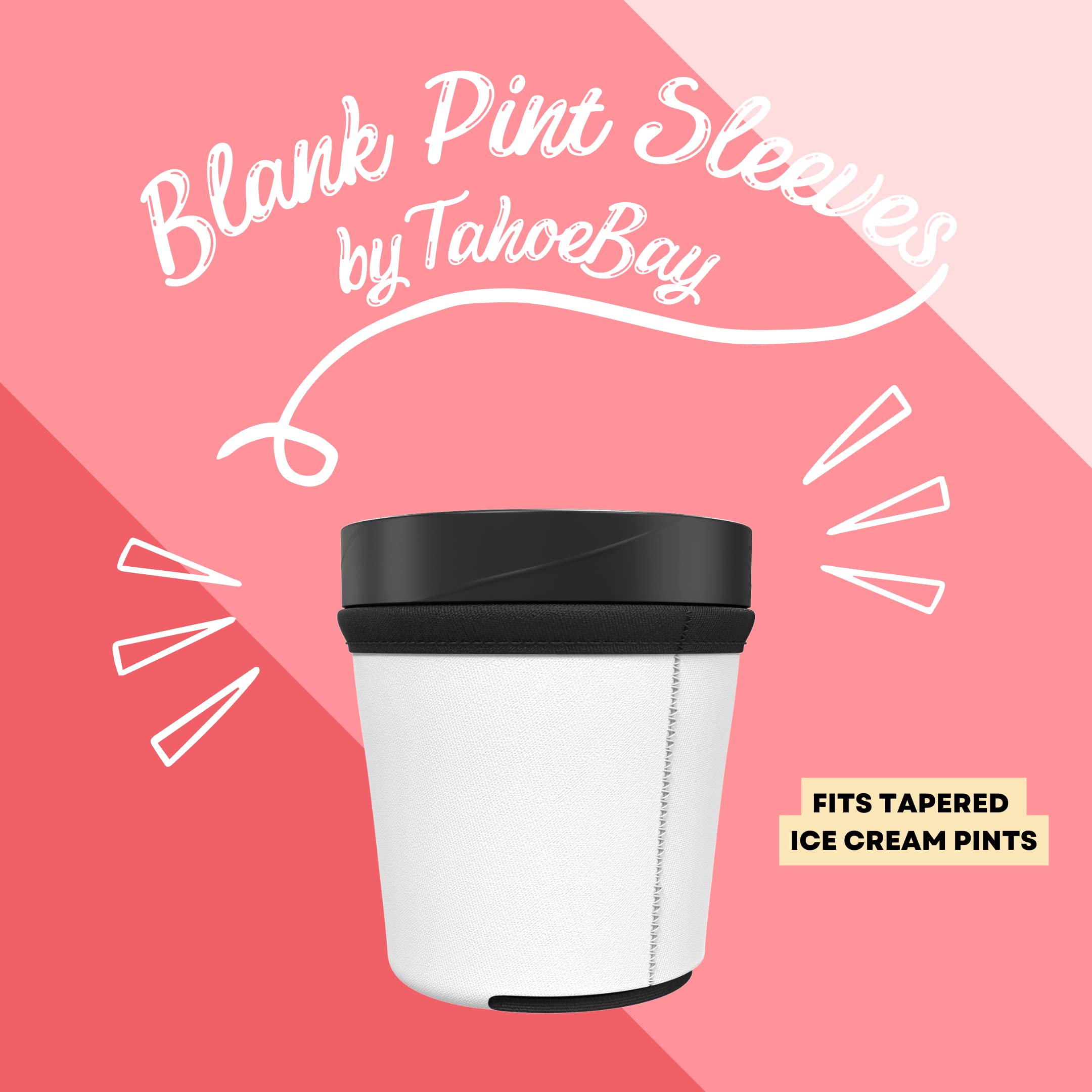 TahoeBay Blank Ice Cream Pint Sleeves (4-Pack) Extra Thick Insulated Neoprene Covers for Tapered Tubs, Customize with Heat Transfer Vinyl and Sublimation (White)