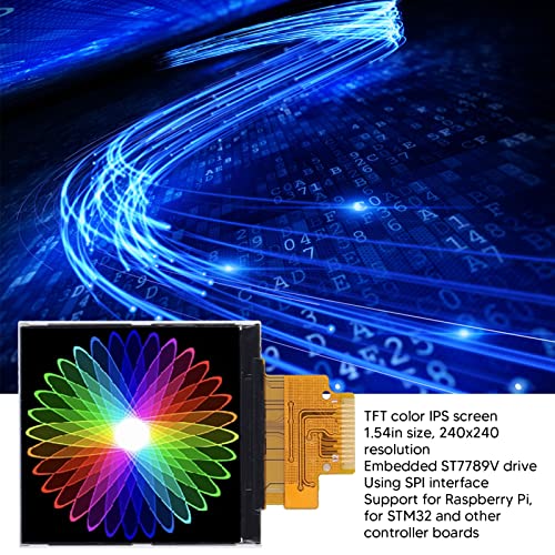 LCD Display Module, 1.54in IPS LCD Screen SPI Interface Bright Clear High Light Transmittance Power Saving Embedded ST7789V Drive for Controller Board