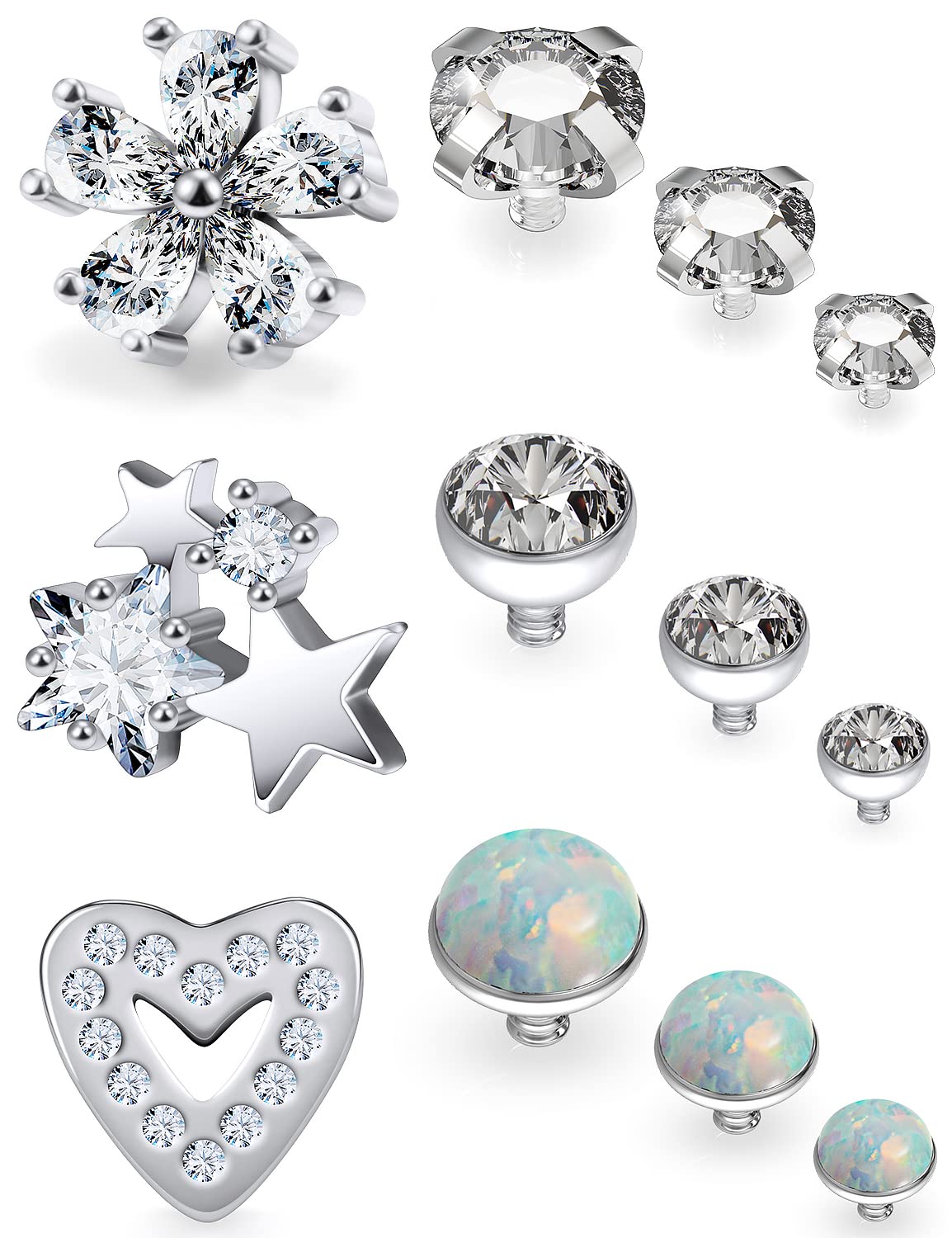 Ftovosyo 14G Dermal Piercing Jewelry Micro Dermal Anchor Top Microdermals Skin Piercing for Women Men 2mm 3mm 4mm