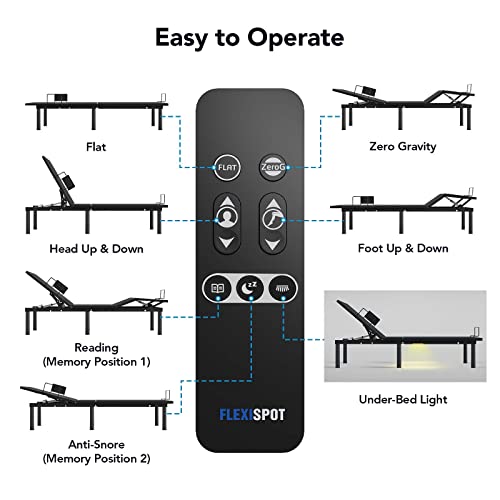 FLEXISPOT S2, Adjustable Bed Frame Base Twin XL, Whisper Quiet Durable Motor, Zero Gravity, Mattress Holders, Anti-Snore, 3-Step Assembly, Best Gift for Family