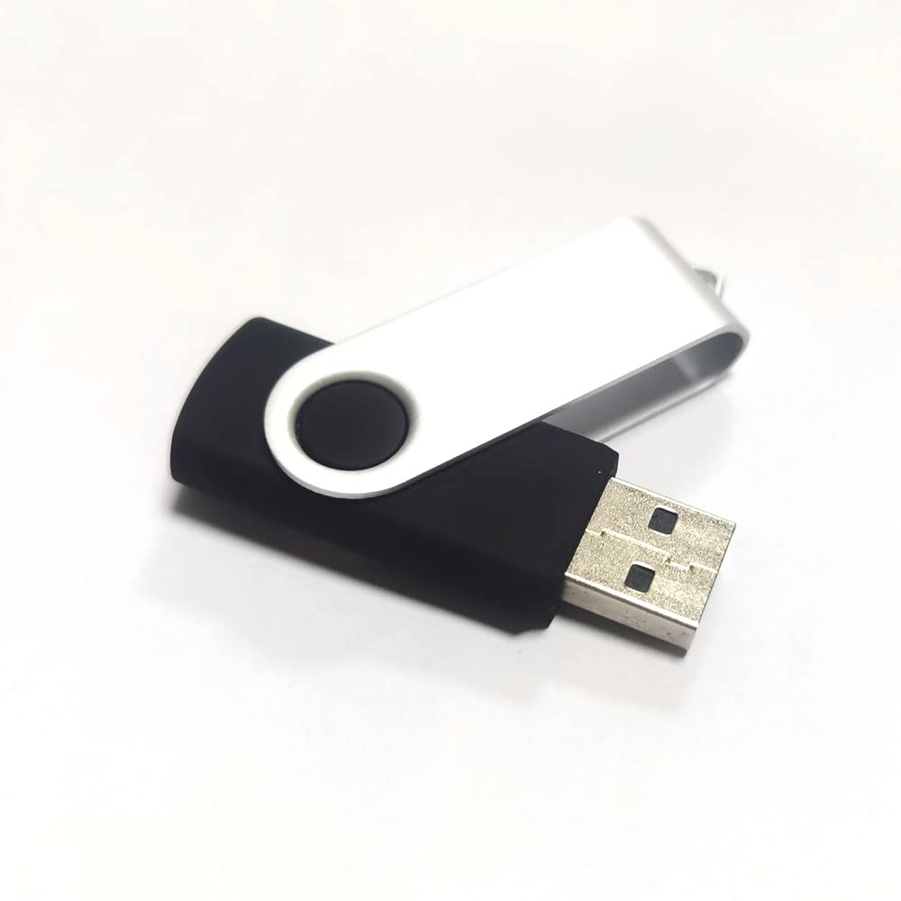 OLATEC 10 Pack Black USB 2.0 Flash Drives of 4GB 8GB 16GB Bulk Thumb Drives 360° Swivel Keychain Design Memory Sticks Pen Drive Data Storage USB Stick (4GB)