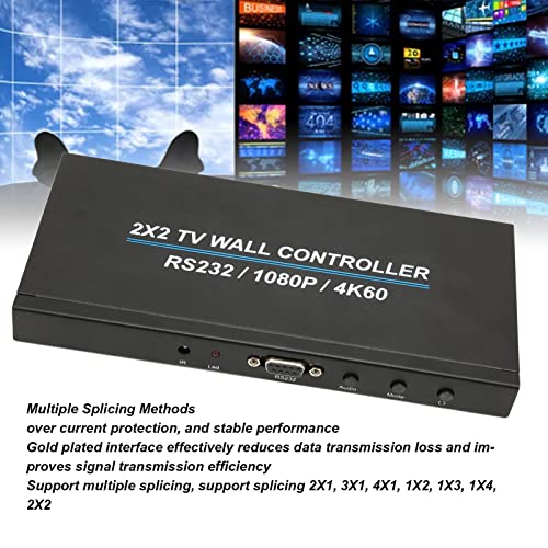 Jopwkuin Video Wall Controller, 100-240V 4K 60Hz 2X2 HD Multimedia Interface Video Wall Controller for Showrooms(#1)