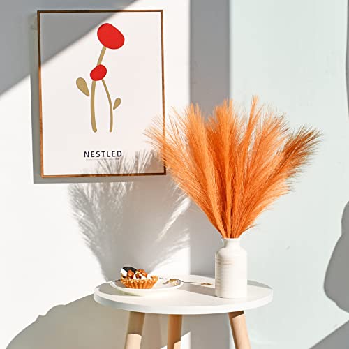 ONLY ART 20pcs Orange Artificial Silk Pampas Grass 17β for Mother's Day Home Kitchen Wedding Party Special Event Spring Holiday Decorations