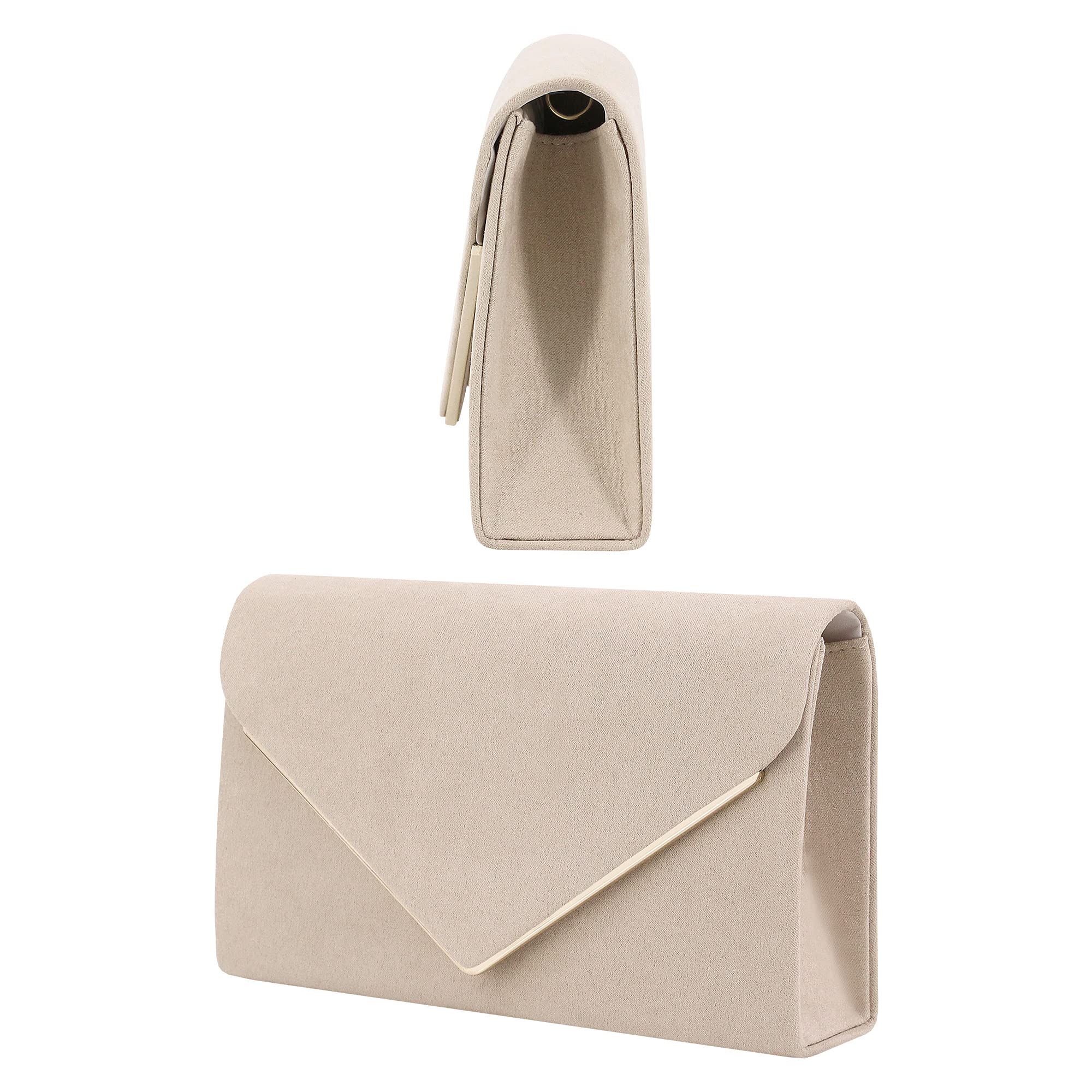 Gabrine Womens Evening Envelop Bag Handbag Clutch Purse Shiny Sparkling Material for Wedding Party Prom,Beige Suede