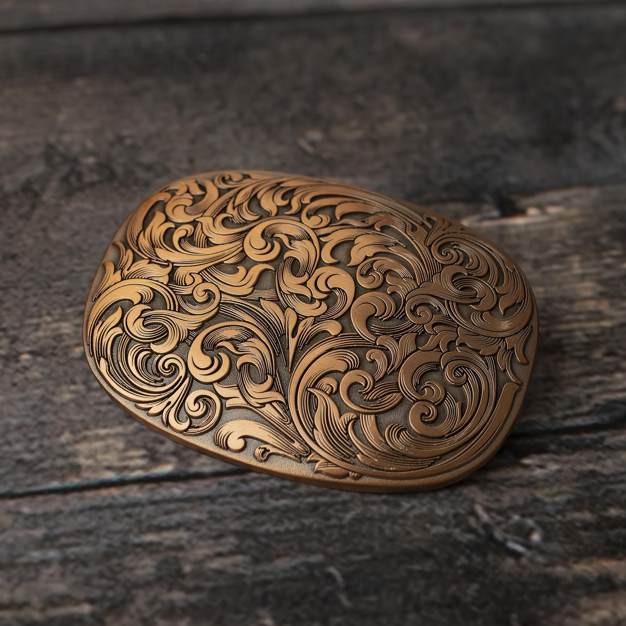 Itera Antique Silver Engraved Floral Belt Buckle - Stylish, Heavy-Duty, Vintage Western Accessory